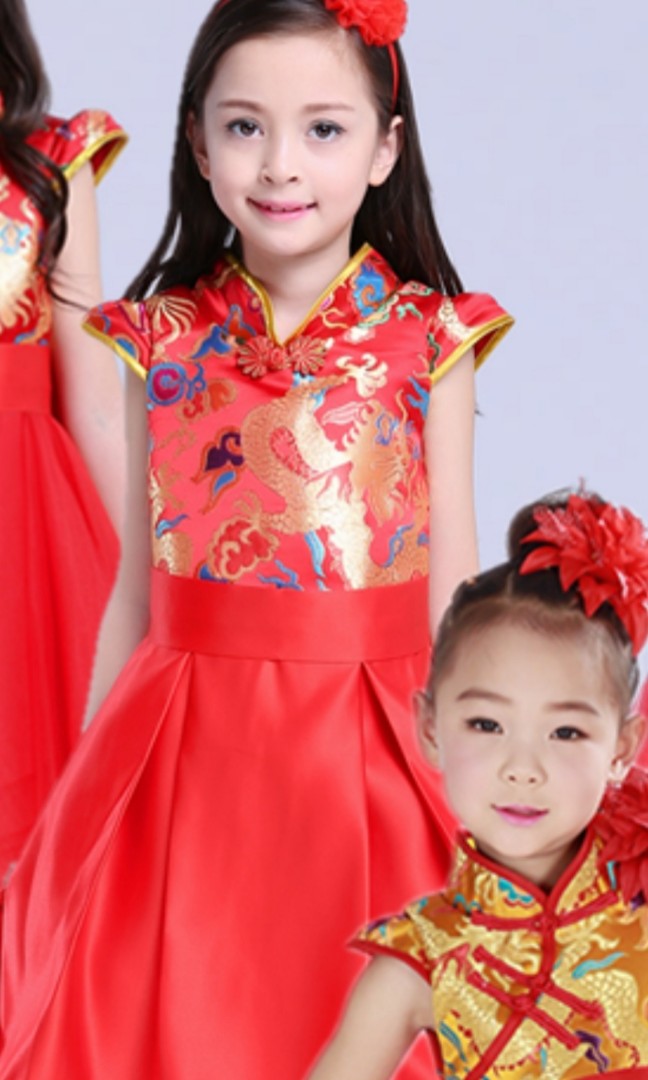 Girl's CNY Costume, Babies & Kids, Babies & Kids Fashion on Carousell