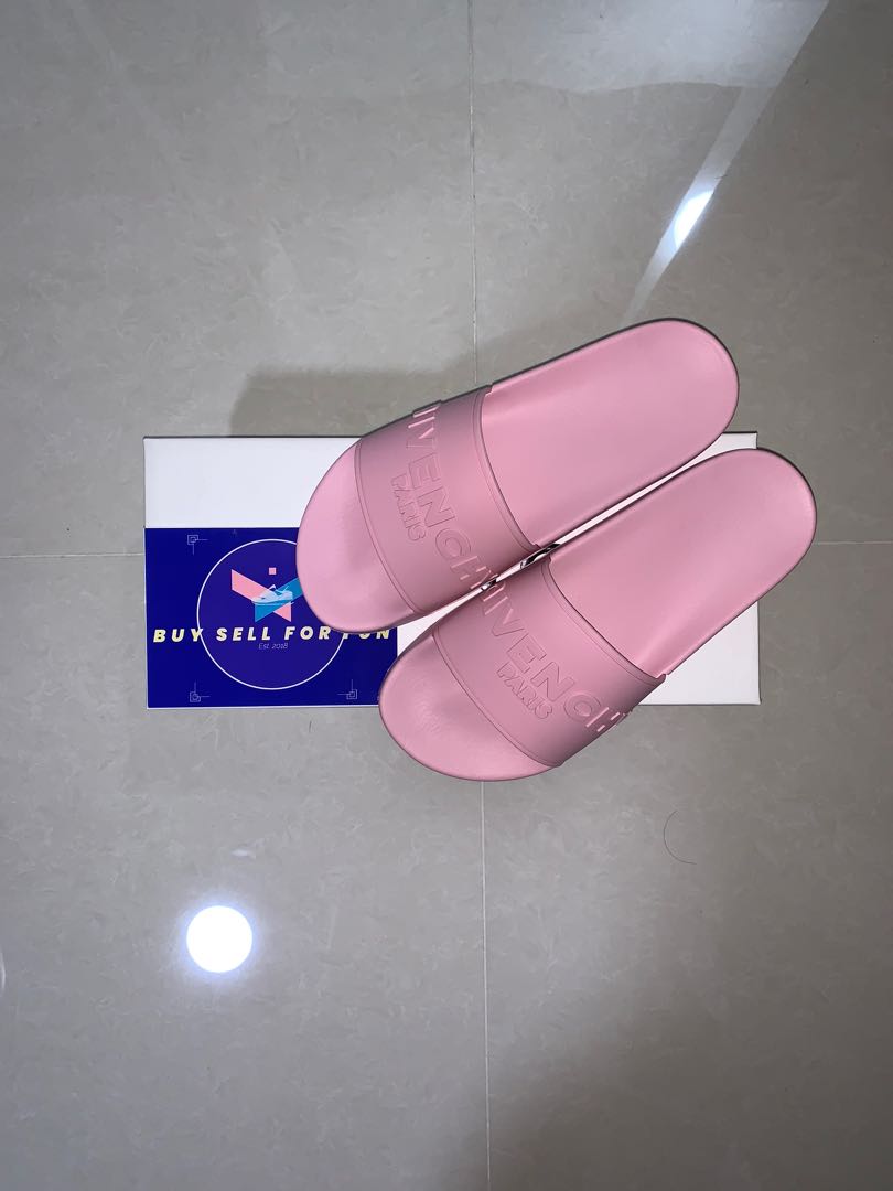 Givenchy 3D Logo Pink Slides, Women's Fashion, Footwear, Flipflops and ...
