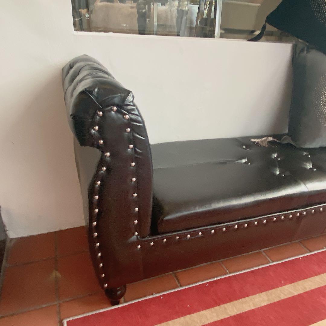 [HUGO THE BOSS!] NEW HYDRAULIC CHESTERFIELD STORAGE Black Silver Chaise ...
