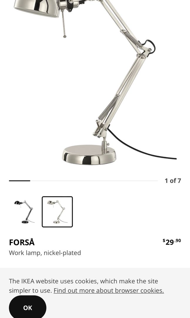 IKEA FORSA WORK LAMP, Furniture & Home Living, Lighting & Fans ...