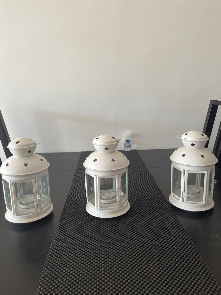 IKEA Rotera white candle lanterns, Furniture & Home Living, Home Decor ...