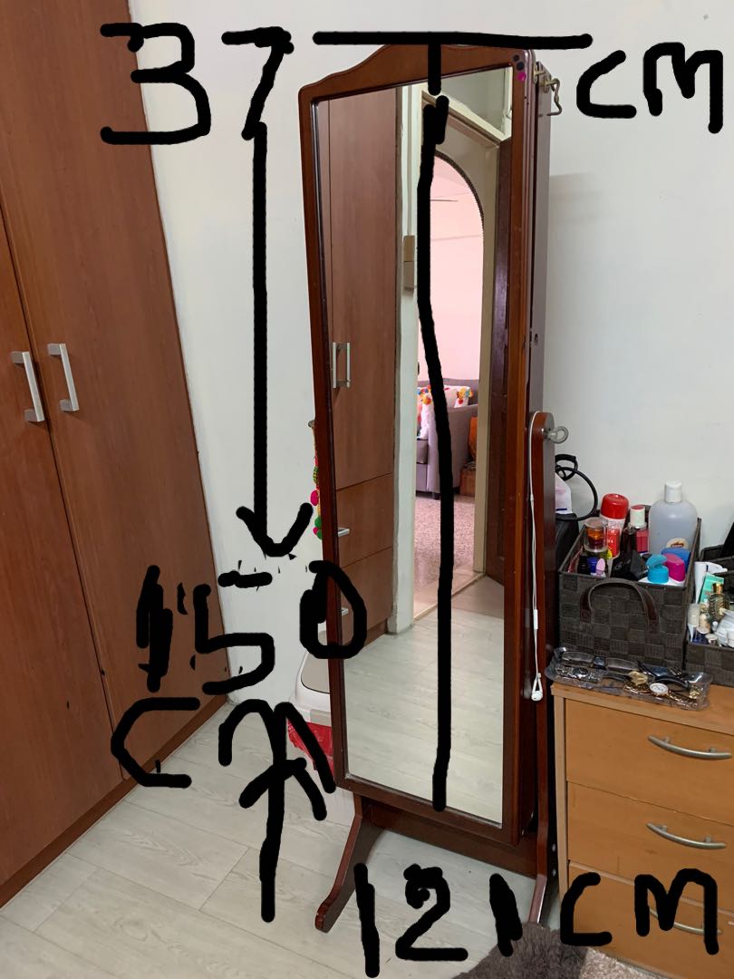 Long full length mirror with storage, Furniture & Home Living ...