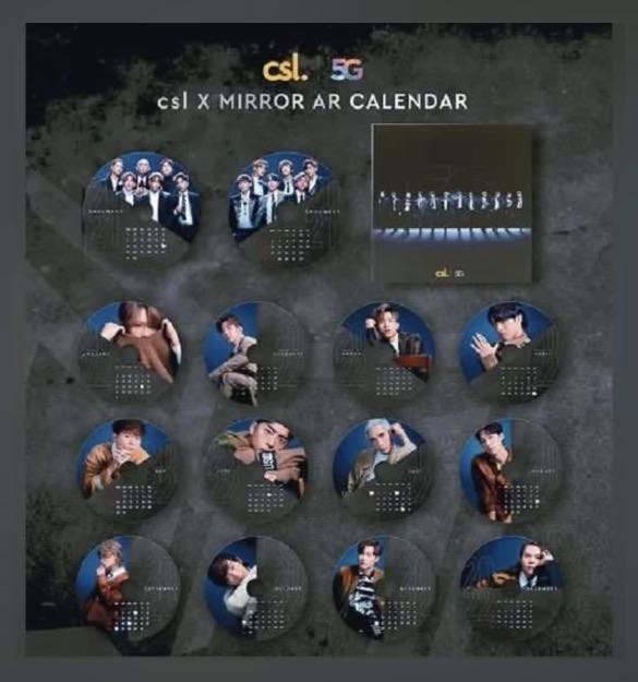 Mirror x CSL AR 月曆, 興趣及遊戲, 收藏品及紀念品, 明星周邊 on Carousell