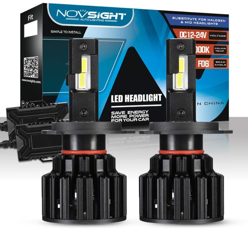 NOVSIGHT H4 LED Headlight Lighting & Fans Hi&Lo 100W (50W/Bulb) 20000LM ...