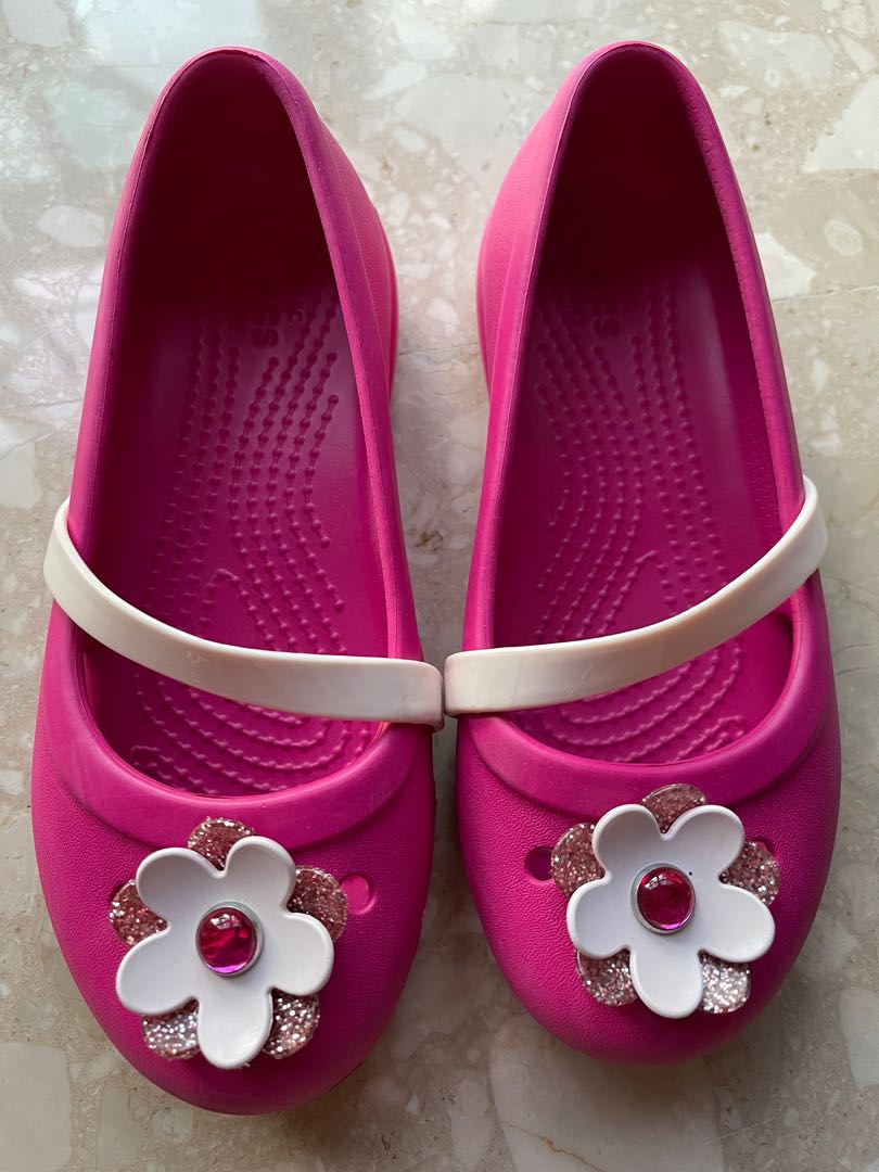 Original crocs size C13 Crocs Girls Candy Pink Linda Flower Charm ...