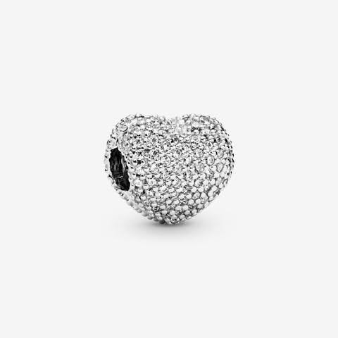 Pandora Heart Pave Clip Charm, Women's Fashion, Jewelry & Organizers ...
