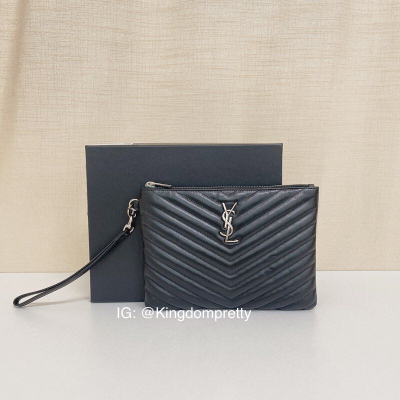 Pre-order YSL Saint Laurent Monogram Chevron Quilted Clutch/ Pouch ...
