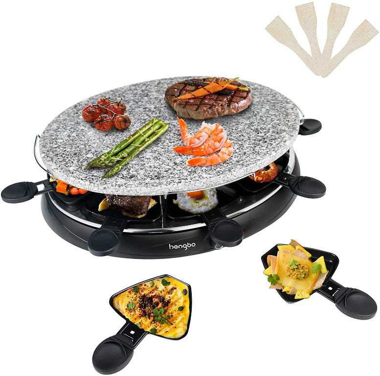 Raclette Grill, Electric Raclette Machine Non-Stick Hot Grill Stone ...