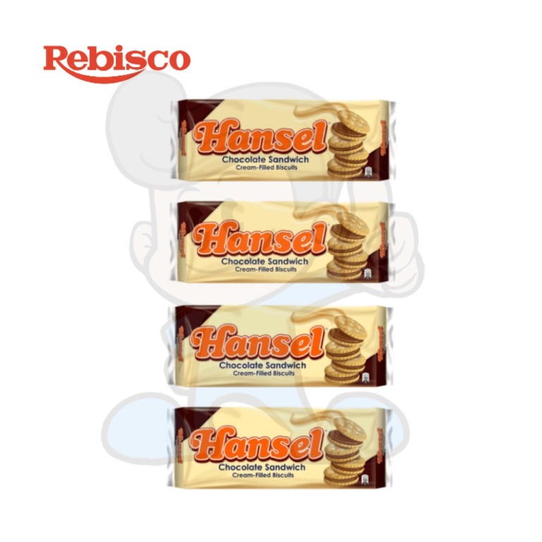 Rebisco Hansel Chocolate Sandwich, Cream-Filled Biscuits, Pack of 4 (40 ...