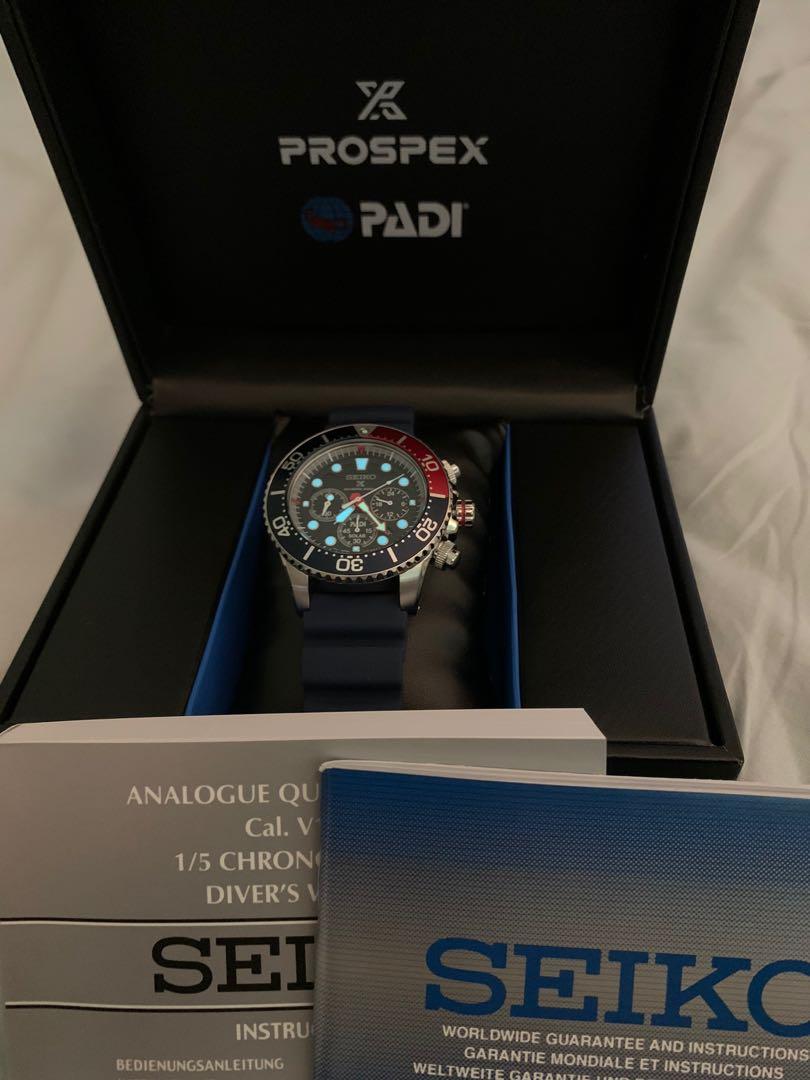 SEIKO PROSPEX PADI SOLAR CHRONOGRAPH DIVERS SSC785P1, Men's Fashion ...