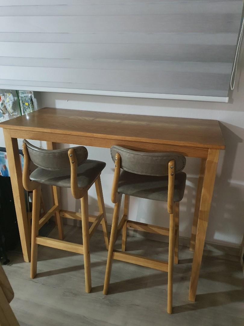 Solid Wood High Table Set, Furniture & Home Living, Furniture, Tables ...