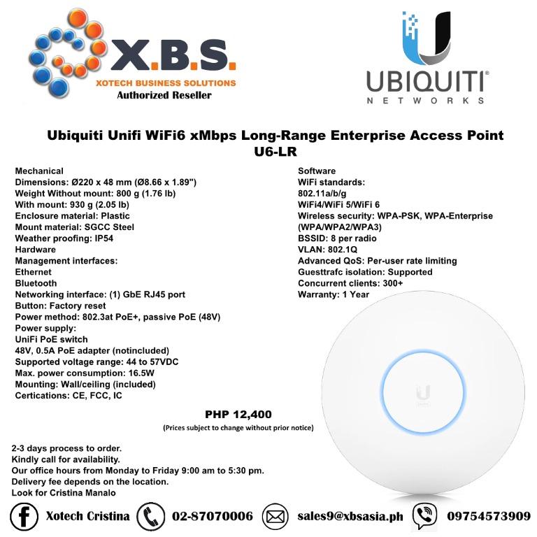 Ubiquiti Unifi WiFi6 xMbps Long-Range Enterprise Access Point U6-LR, Computers & Tech, Parts ...