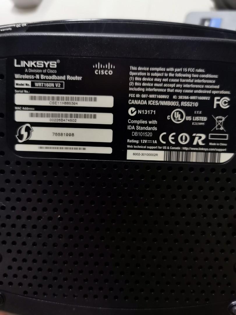 WiFi router linksys WRT160N V2, Computers & Tech, Parts & Accessories ...