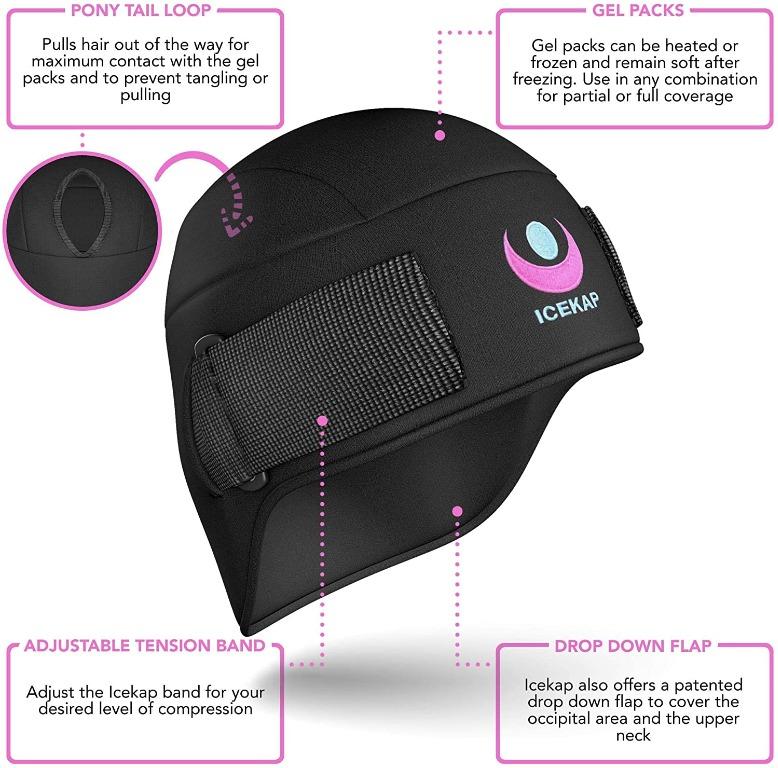 (XL) IceKap Migraine Cap - Patented Migraine Relief Headache Hat with 5 ...