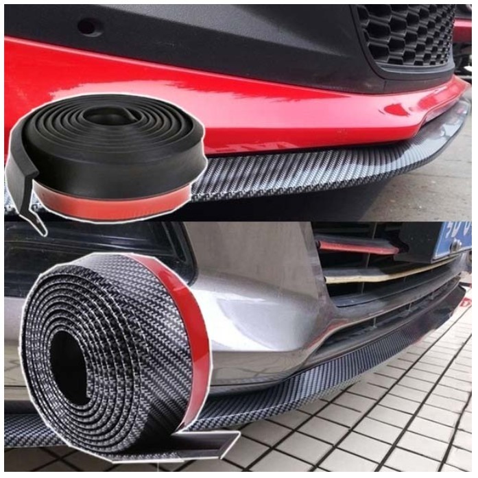 5meters SAMURAI Rubber side Skirt Carbon Black 3M Car Front Lip Bumper ...
