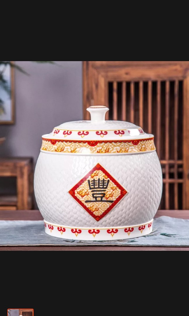 ceramic rice container 10kg, Furniture & Home Living, Kitchenware ...