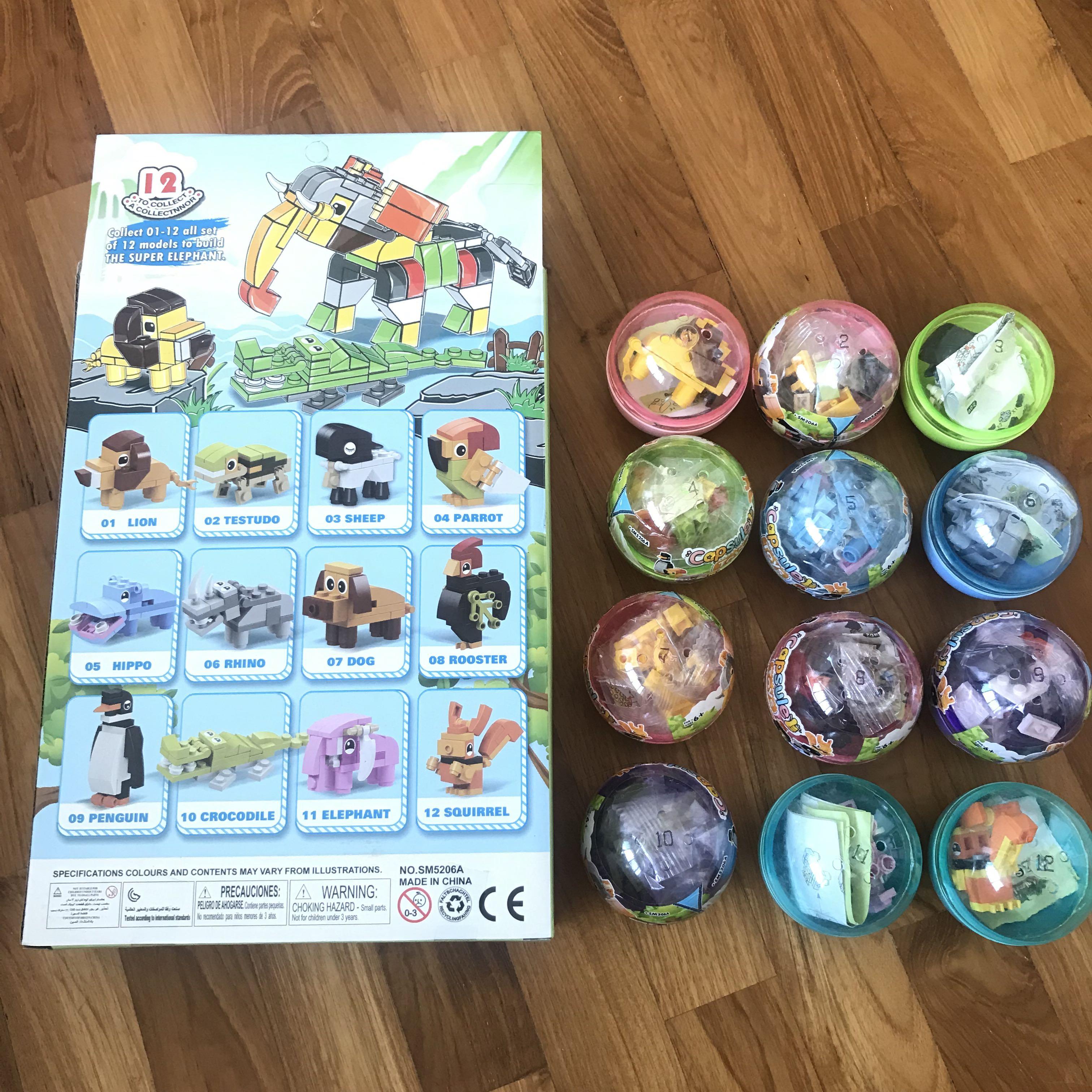 Complete set of 12 capsule toys mini building blocks for kids children ...