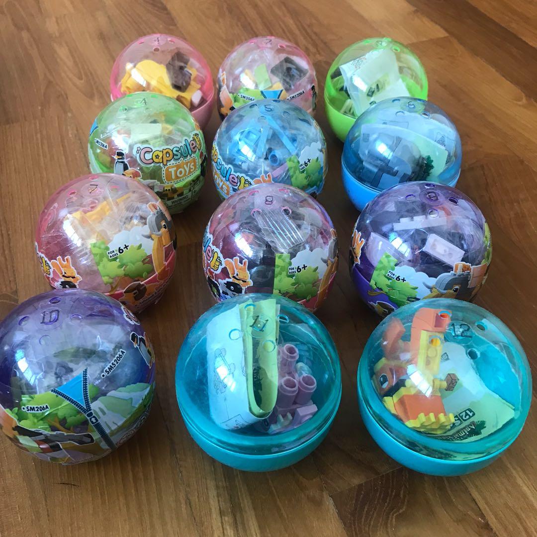 Complete set of 12 capsule toys mini building blocks for kids children ...