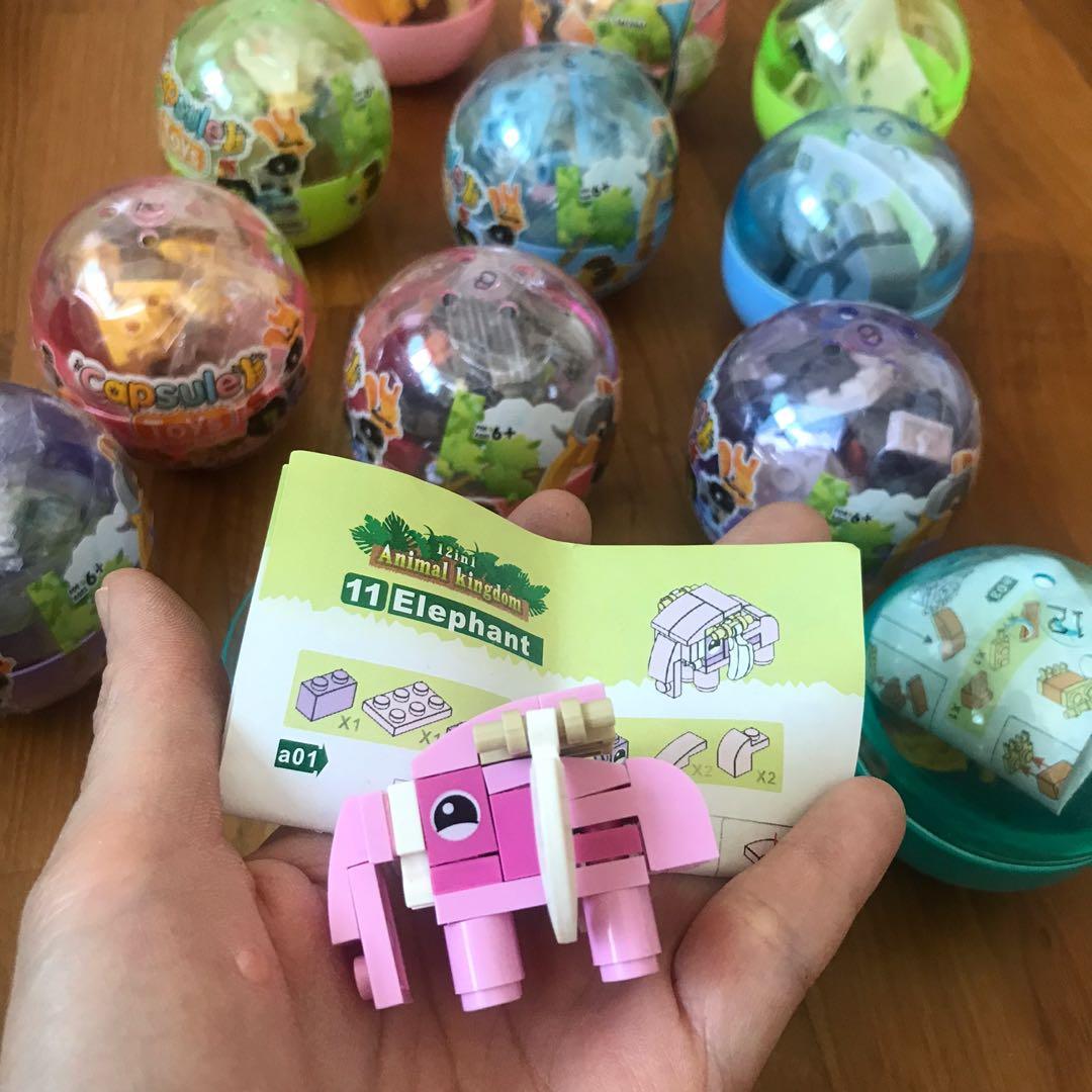 Complete set of 12 capsule toys mini building blocks for kids children ...