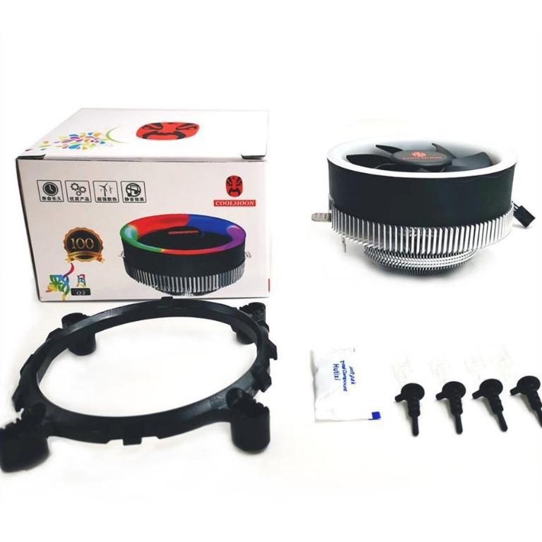 COOLMOON Q2 RGB LED Computer PC CPU Chassis Cooling Cooler Fan Heat ...