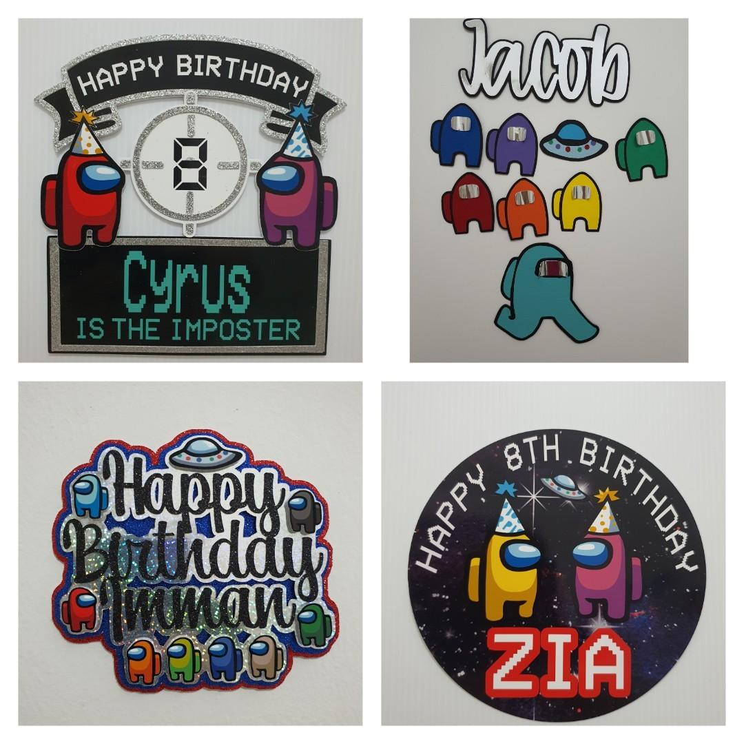 Customised cake topper (Among us theme), Hobbies & Toys, Stationery ...