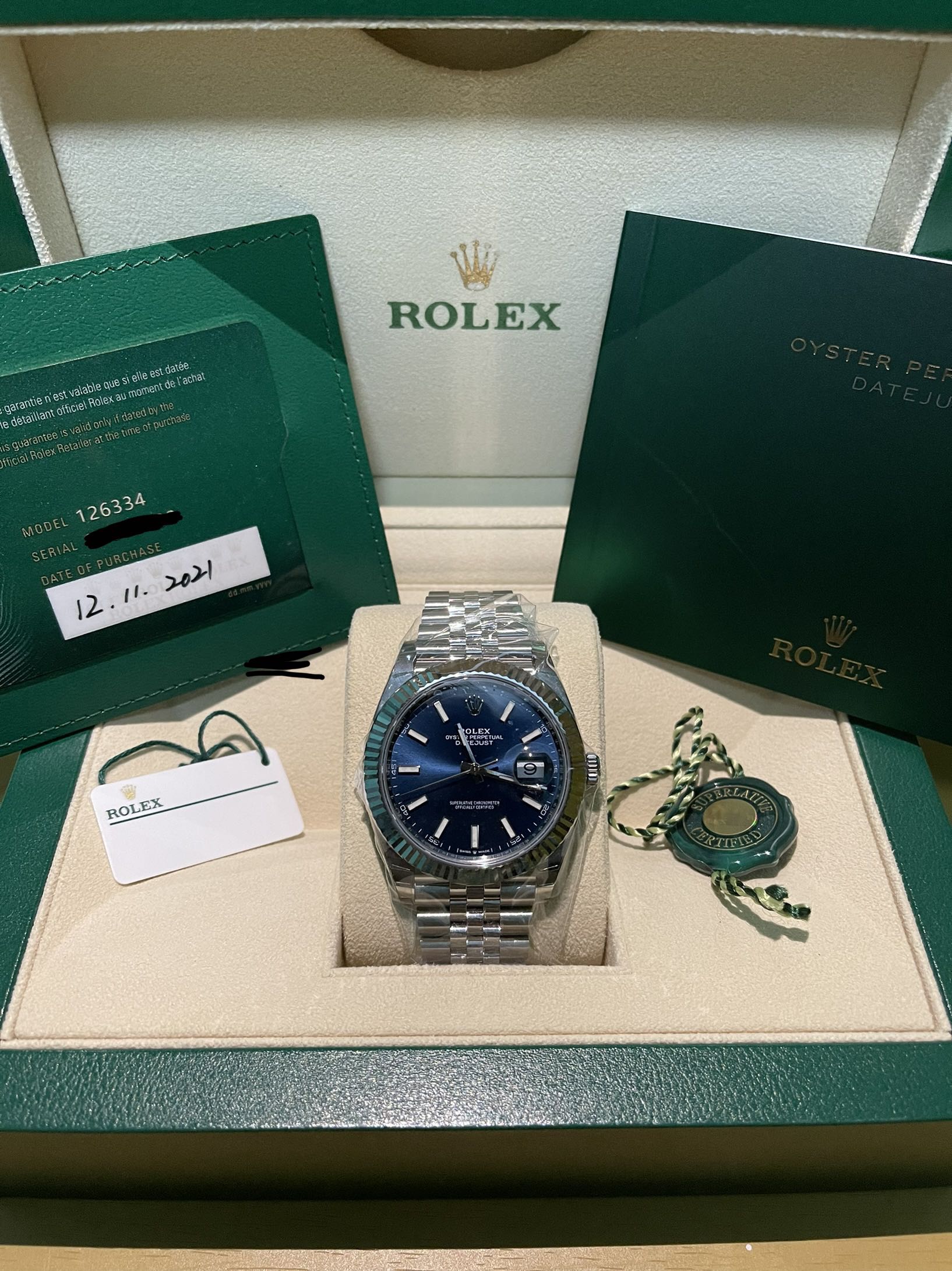 Full stickers Rolex Datejust 41 fluted jubilee (Blue dial) - 126334 ...