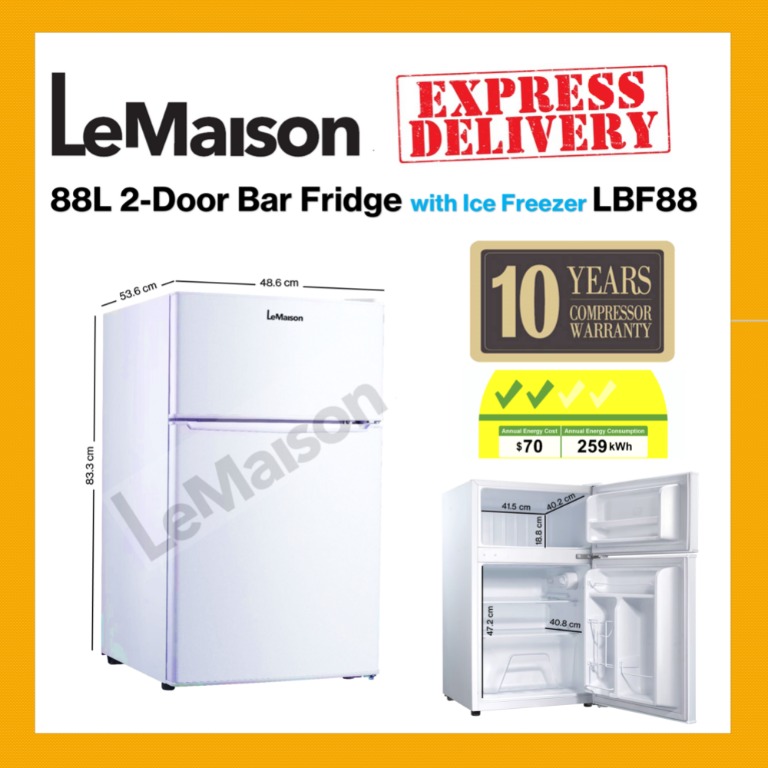 LBF88 - LeMaison 2 Door Mini Bar Fridge!, TV & Home Appliances, Kitchen ...