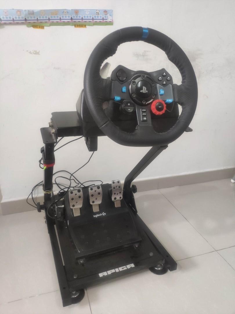 Logitech G29 連Apiga AP2 車架 (台灣，非大陸車架）PC，PS4，PS5, 電子遊戲, 遊戲機配件, 手掣 ...
