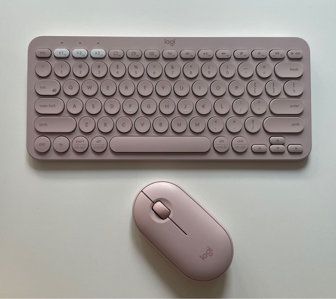 Logitech K380 Bluetooth Wireless Keyboard and Pebble mouse (Pink ...