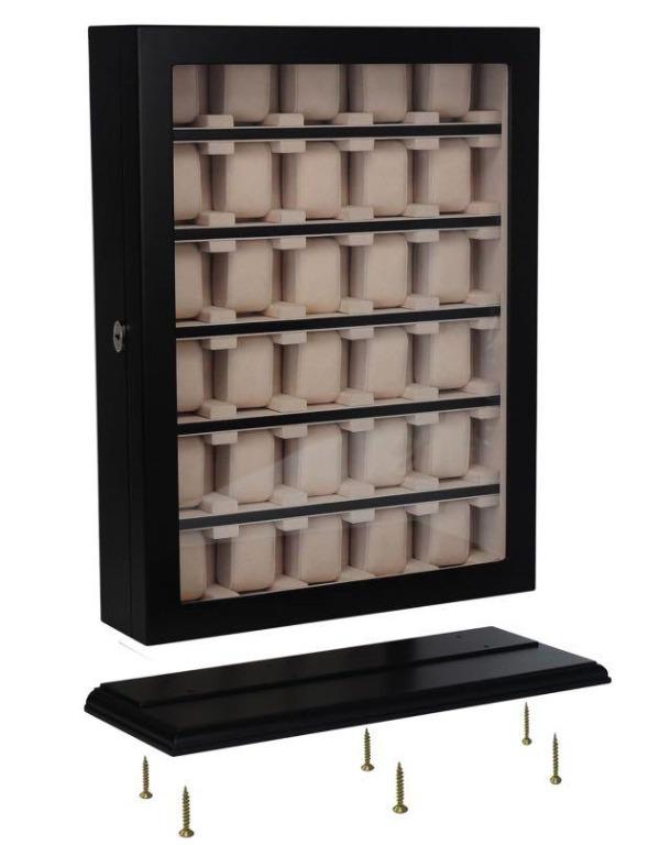 Watch Cabinet 30 Slots Black Wooden Watch Collectors Display Box Watch ...
