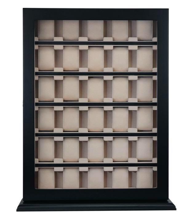 Watch Cabinet 30 Slots Black Wooden Watch Collectors Display Box Watch ...