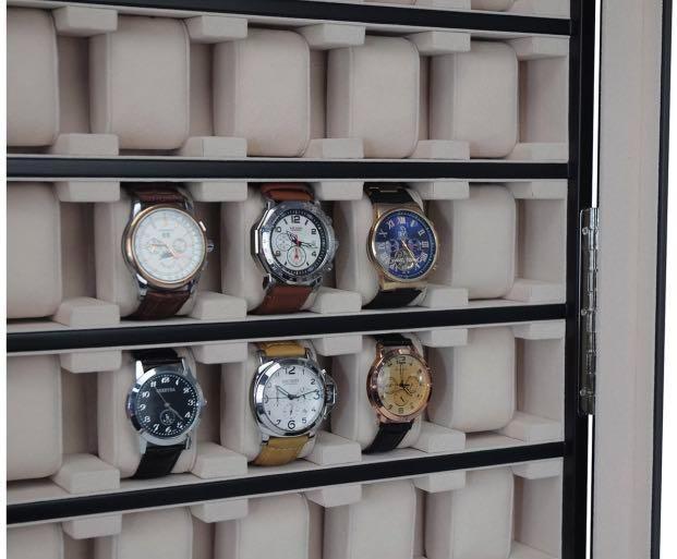 Watch Cabinet 30 Slots Black Wooden Watch Collectors Display Box Watch ...