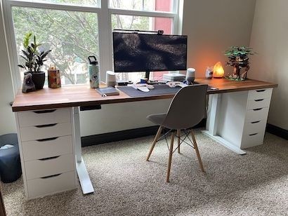 Mahogany table top and alex drawers, computer desk, Furniture & Home ...