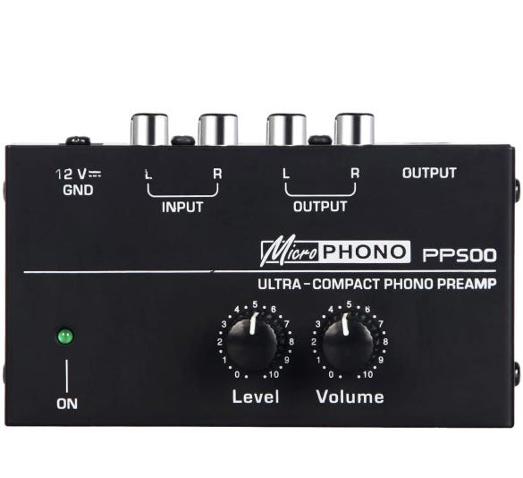 Microphono PP500 Ultra-Compact Phono Preamp with Level & Volume Controls RCA Input & Output 1/4 ...
