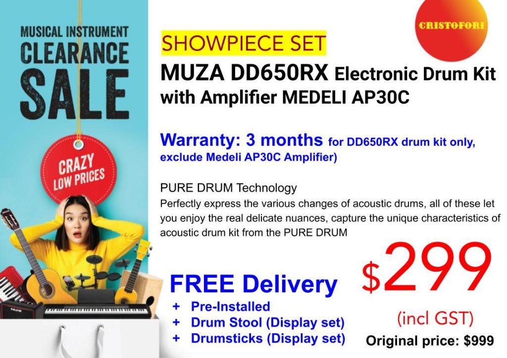 Muza Electronic Drum Kit DD650RX with Medeli AP30C Amplifier (Showpiece ...
