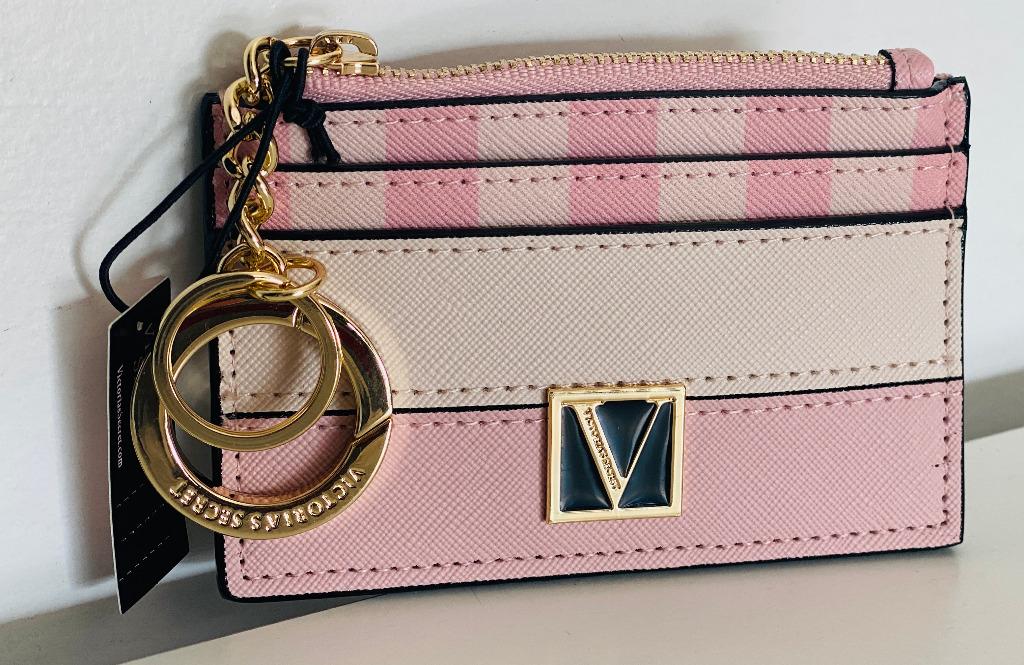 NEW! VICTORIA'S SECRET VS ICONIC STRIPE THE VICTORIA CARD CASE KEYCHAIN ...