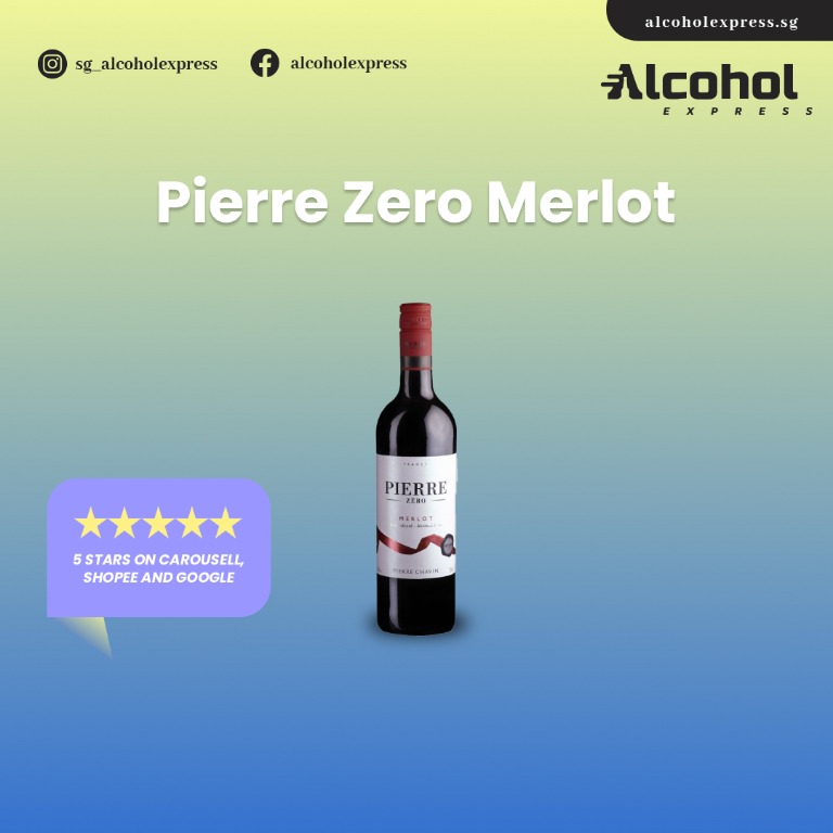 Pierre Zero Merlot 750ml, Food & Drinks, Alcoholic Beverages on Carousell