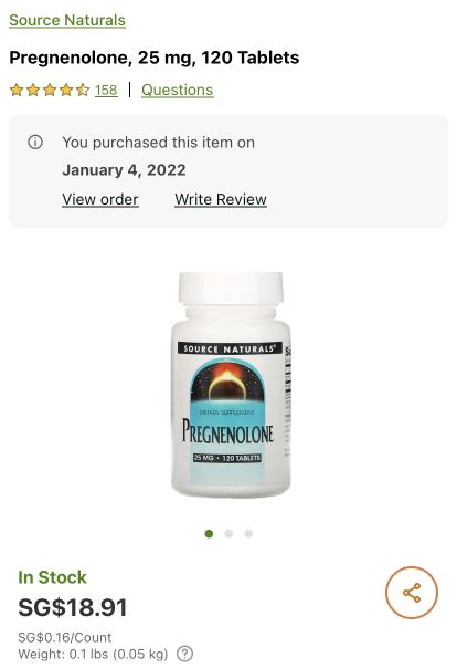 PREGENOLONE DHEA source naturals from iherb, Health & Nutrition, Health ...