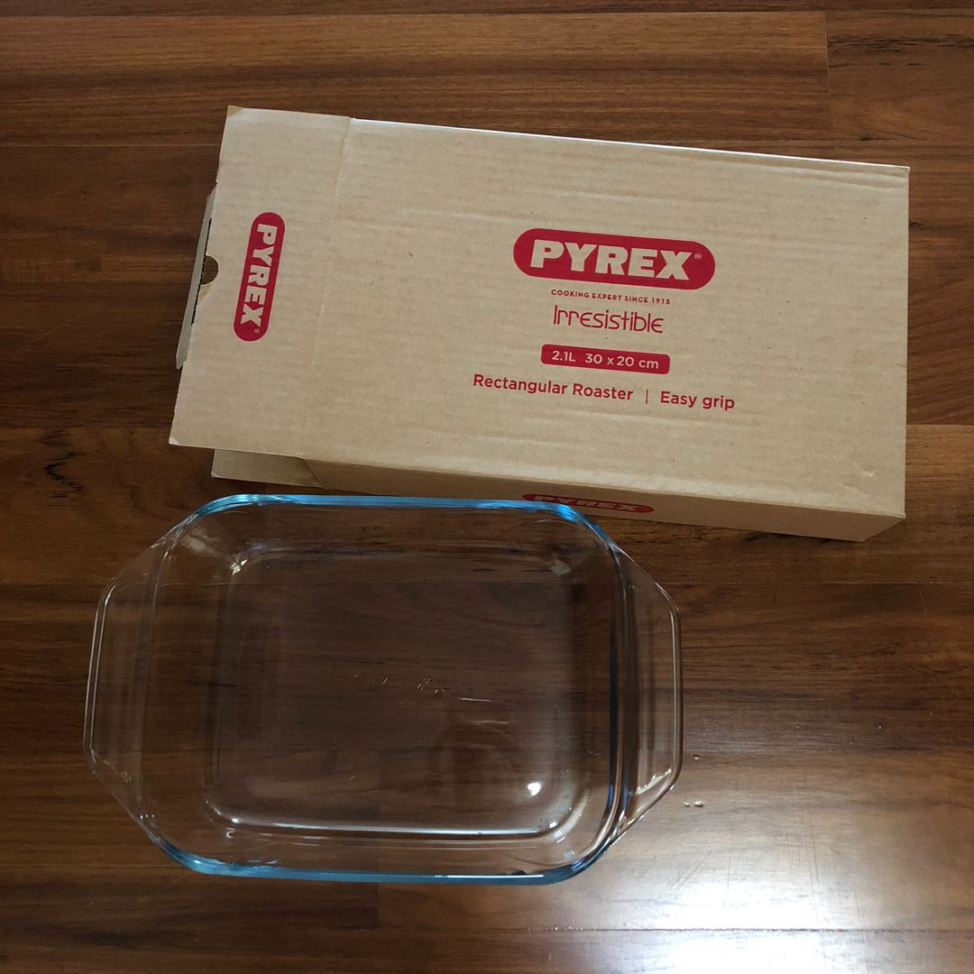 Pyrex irresistible glass rectangular roaster high resistance easy grip ...