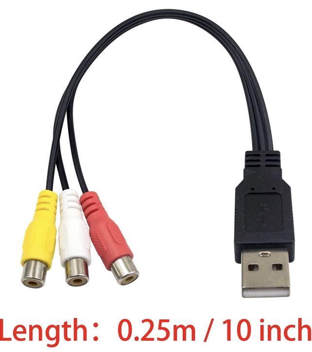 RCA to USB Cable, USB to RCA Cable, USB A 2.0 Male to 3 RCA Female ...
