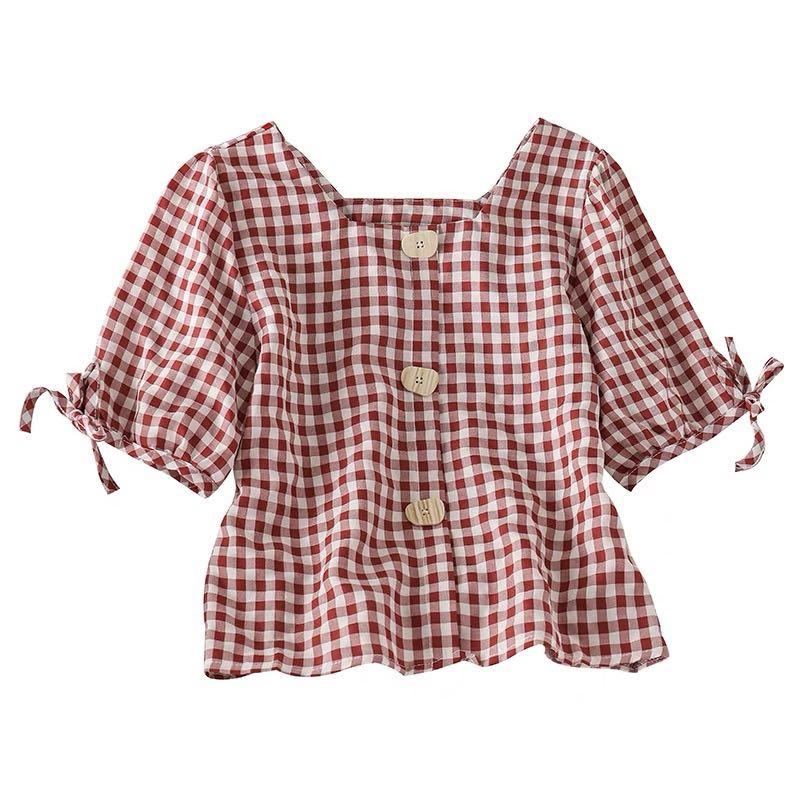 Red Checkered Top, Women's Fashion, Tops, Blouses on Carousell