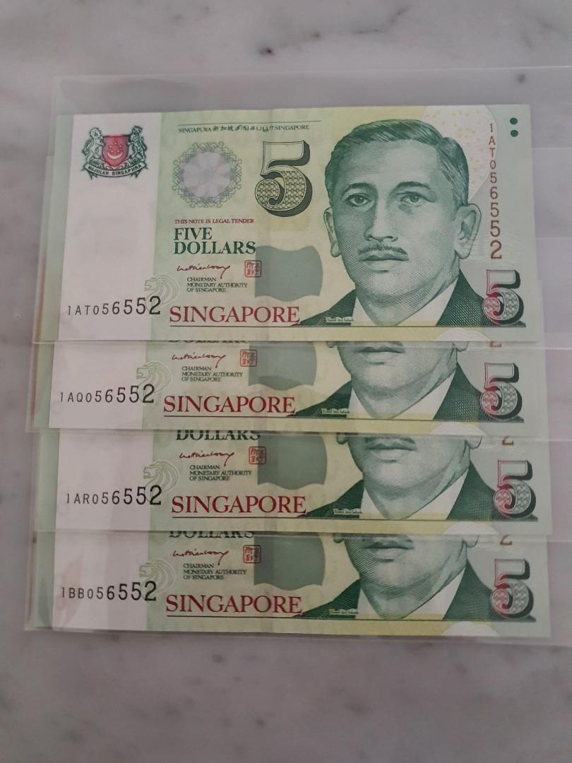 Singapore $5 portrait, LSL, same number, paper note., Hobbies & Toys ...