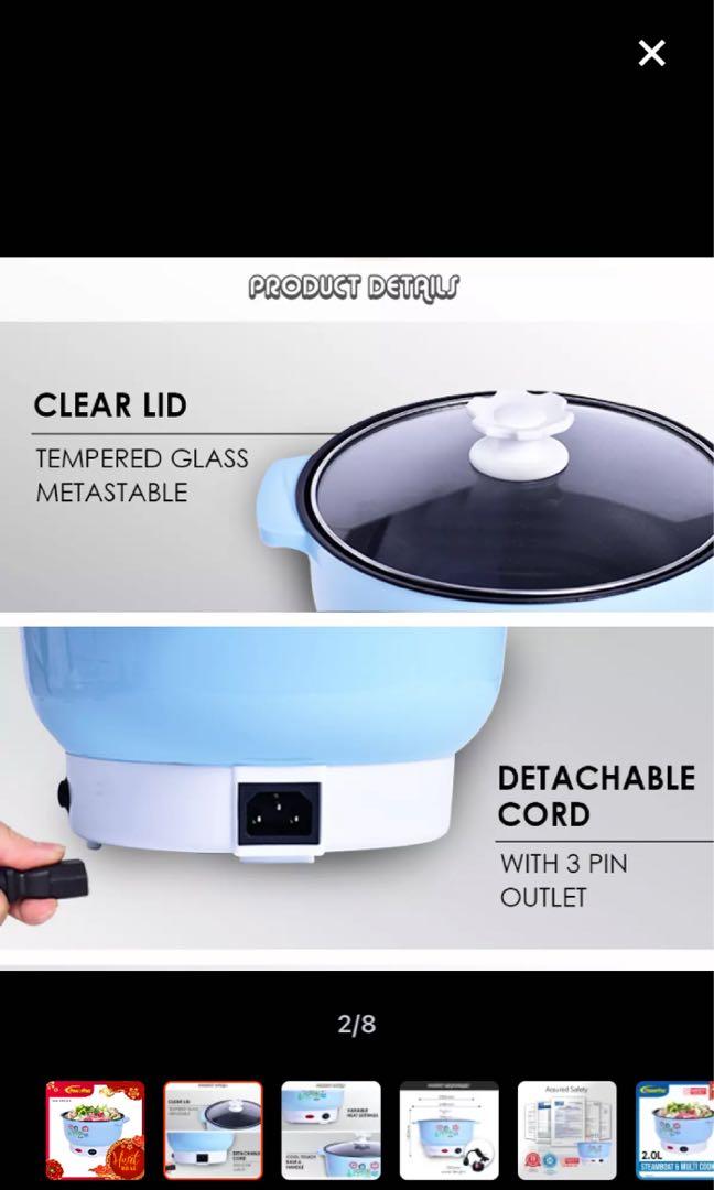 Steamboat 2L Electric Multi Cooker with Non Stick Inner Pot, TV & Home ...