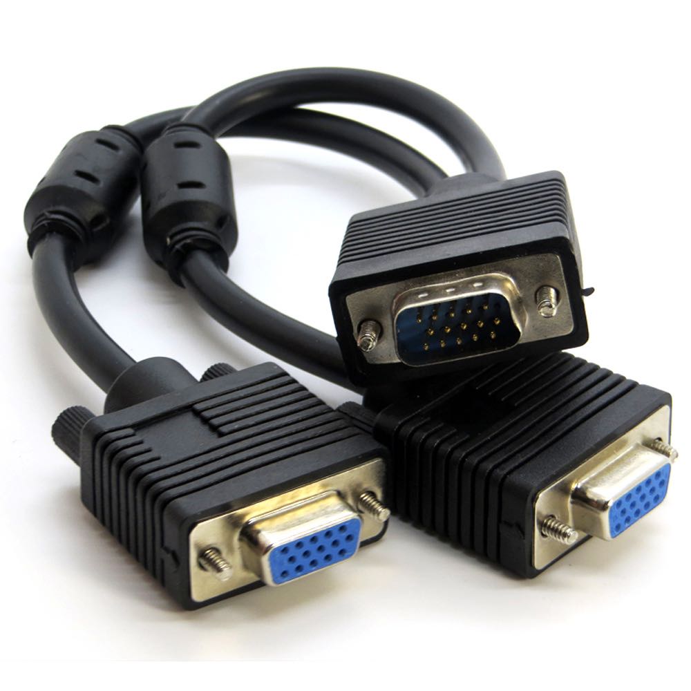 VGA Splitter Cable 1 Male to 2 Female Adapter Monitor Y Splitter Cable ...