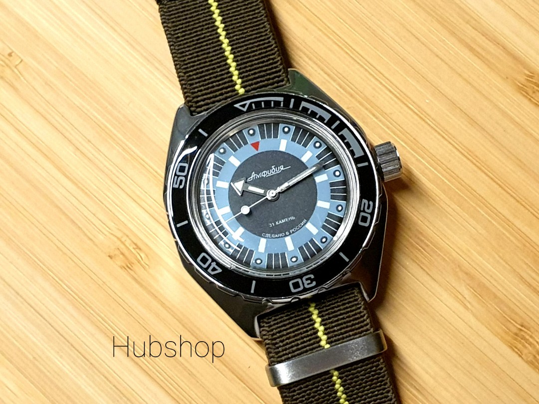 Vostok Amphibia Automatic Diver Blue Dial with black bezel mod add 20 ...