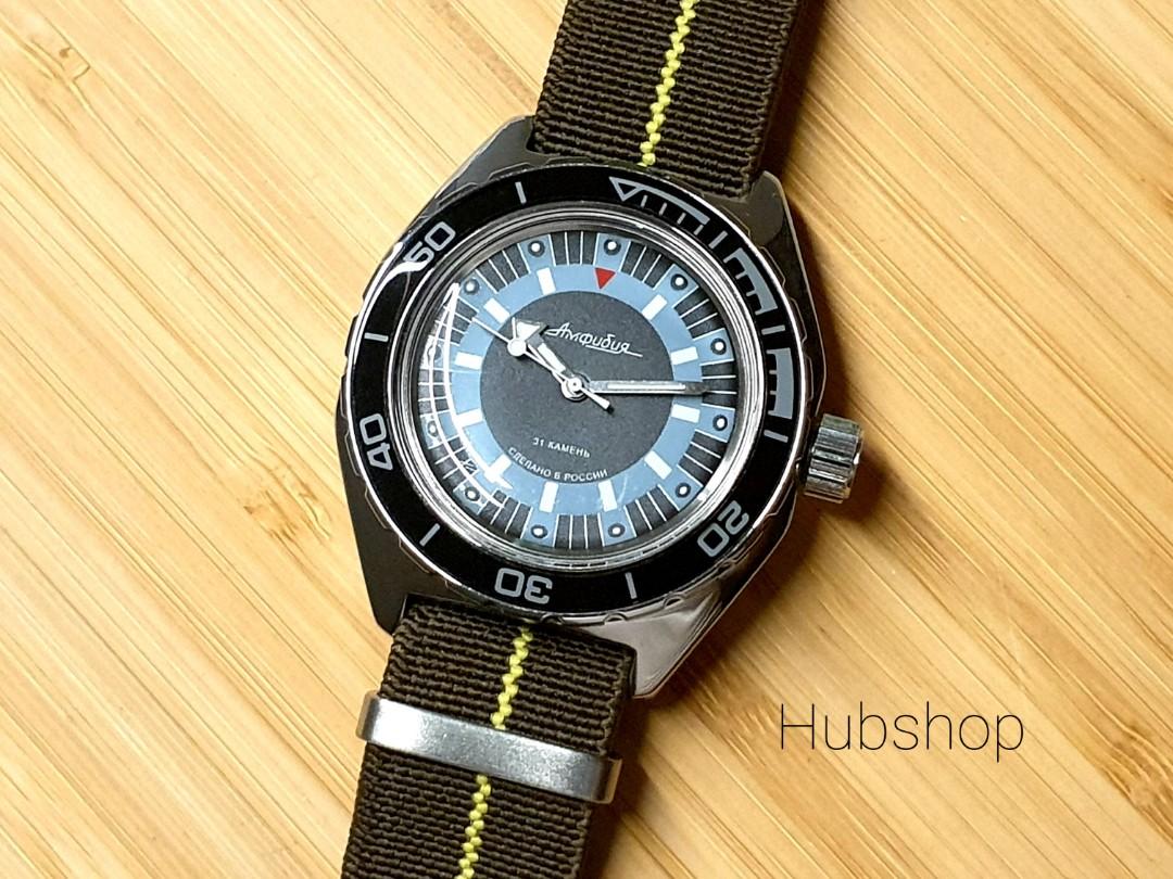 Vostok Amphibia Automatic Diver Blue Dial with black bezel mod add 20 ...