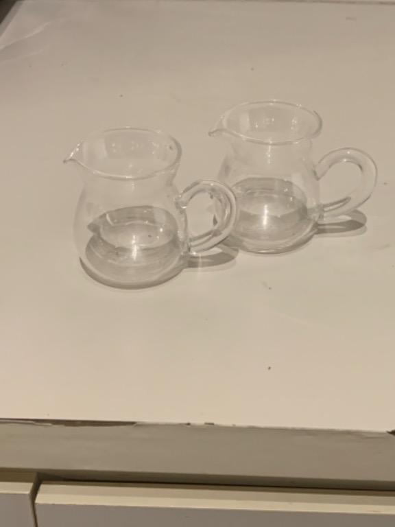X2 small glass syrup/milk jugs, Furniture & Home Living, Kitchenware ...