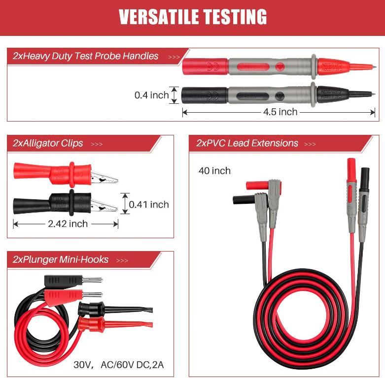 AstroAI 8Pcs Multimeter Test Leads Kit,Digital Multimeter Leads with ...