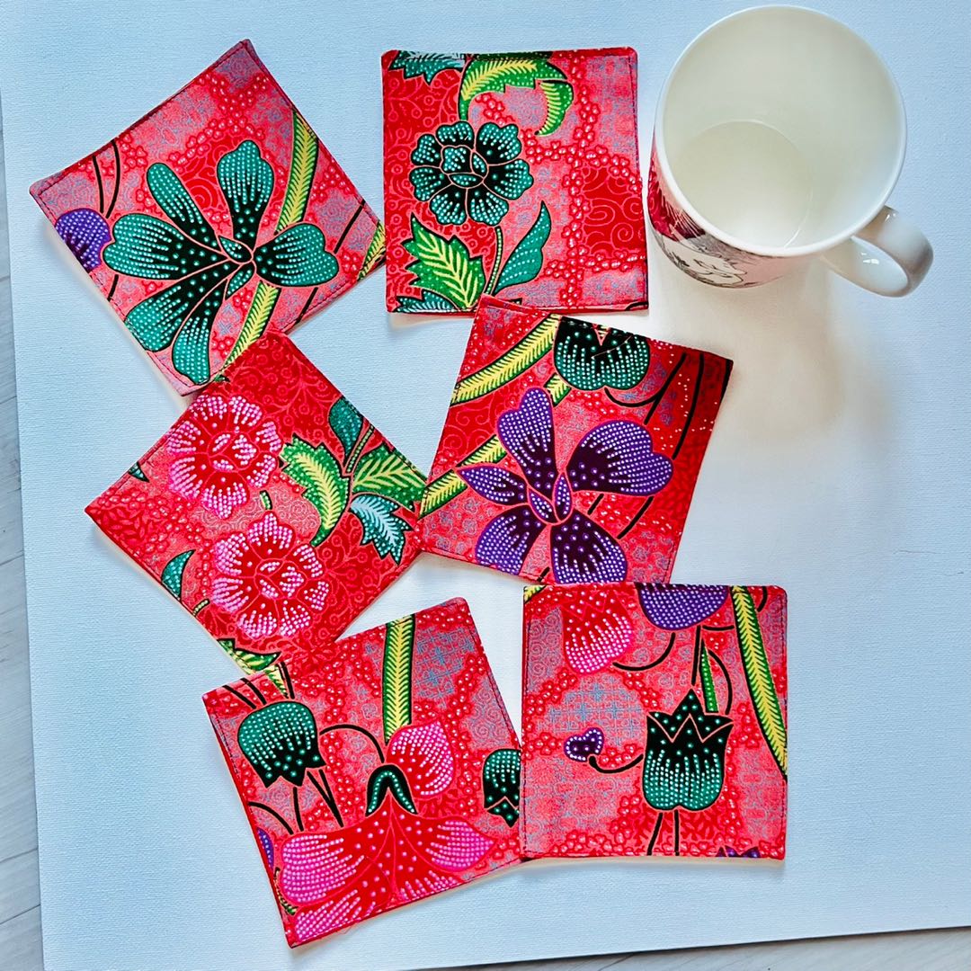 Batik Fabric Coasters Handmade in Singapore, Everything Else on Carousell