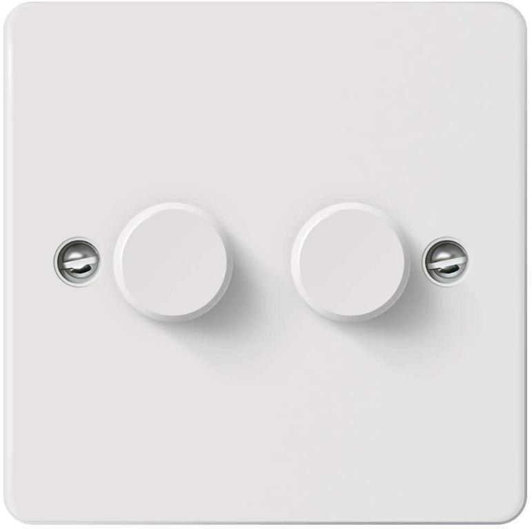 [C5093] iolloi LED Dimmer Switch 2 Gang, Push On/Off Rotary Trailing ...